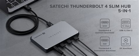 SATECHI Thunderbolt 4 Slim Hub 5-in-1, Aufladen über USB C 60W, Single ...