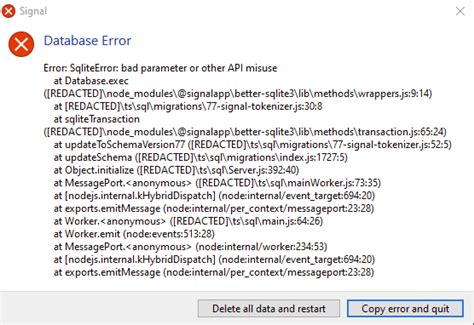 Severe Bug Database Error After Latest Signal Desktop Update