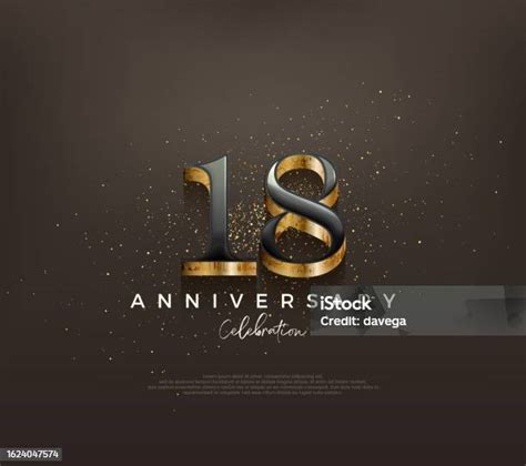 검은색 배경에 클래식한 숫자가 있는 고급스러운 18주년 기념 디자인 인사말과 축하를 위한 프리미엄 벡터 배경입니다 18에 대한