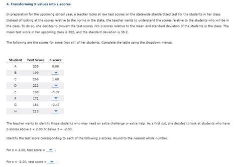 Solved Transforming X Values Into Z ScoresIn Preparation Chegg