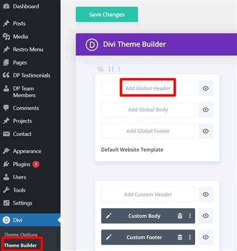 How To Use Custom Header And Footer Templates Divi Extended Documentation