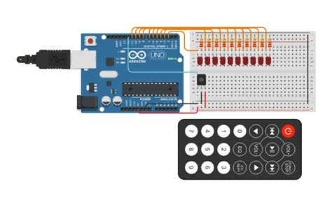 Circuit Design ИК датчик и пульт дистанционного управления Tinkercad