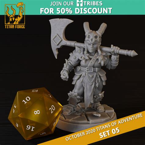 3d Printable Dwarf Female Barbarian Rpg Hero Character Dandd 5e