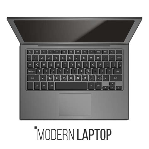 Laptop Computer Vector Realistic Modern Office Laptop Top View Isolated Illustration Stock