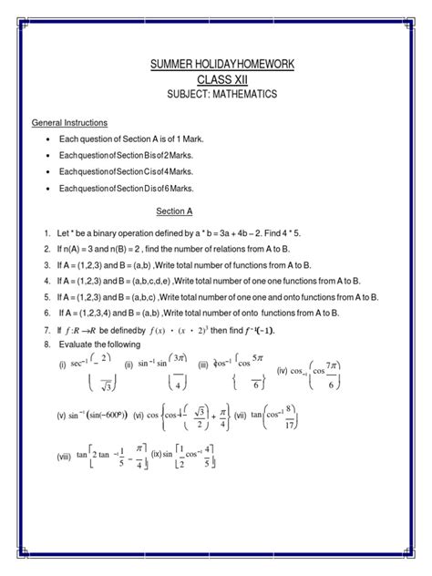 hhw maths 12 pdf pdf matrix mathematics functions and mappings