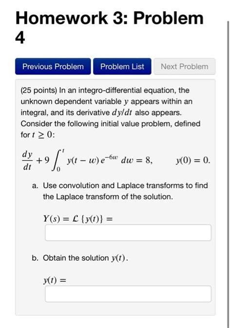 Solved Homework 3 Problem 4 Previous Problem Problem List