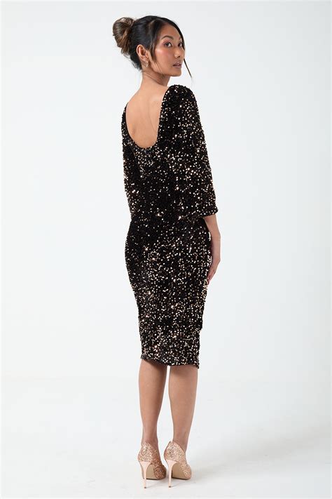 Patsy Sequin Bodycon Dress In Gold