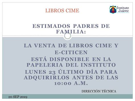 Instituto Juárez 6 Primaria VENTA DE LIBROS CIME