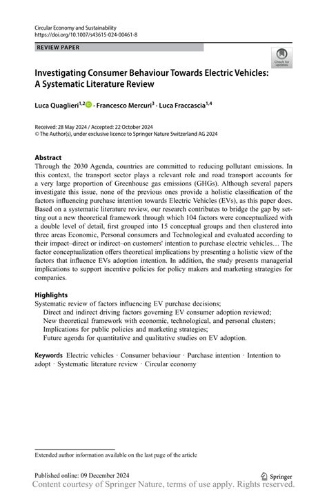 Investigating Consumer Behaviour Towards Electric Vehicles A