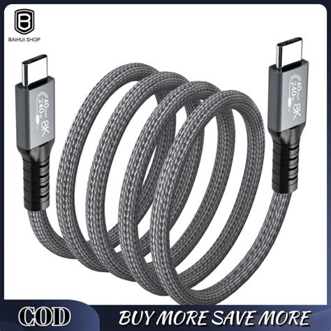 Baihui Usb 4 0 Data Cable Compatible For Thunderbolt 4 Type C Double Headed 8k Cable 40gbps Pd
