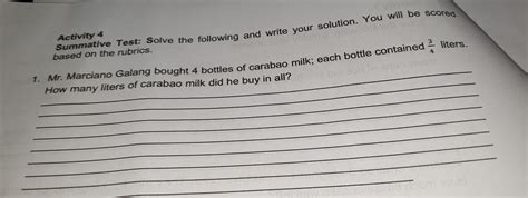 Solved Summative Test Solve The Following And Write Your Solution