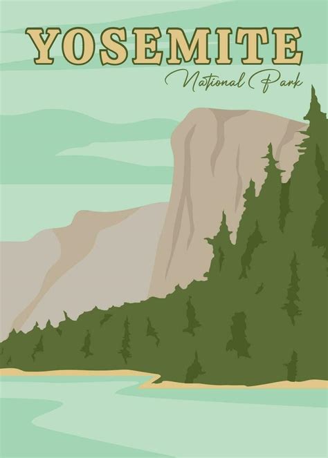 Yosemite National Park Poster Vintage Vector Illustration Design