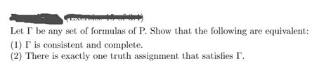Solved Let I Be Any Set Of Formulas Of P Show That The Chegg Com