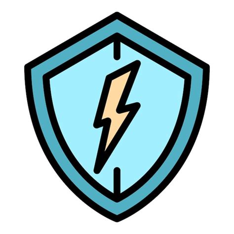 Premium Vector Electric Protect Shield Icon Outline Electric Protect Shield Vector Icon Color