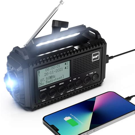 Portable DAB FM Radio With 5000mAh Rechargeable Battery Hand Crank