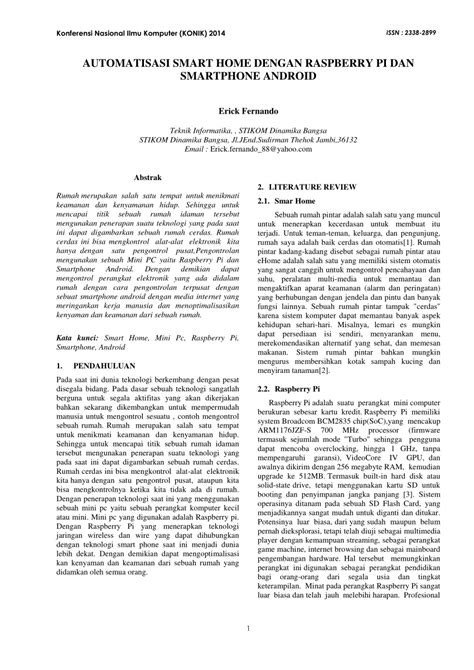 Pdf Automatisasi Smart Home Dengan Raspberry Pi Dan Smartphone Android