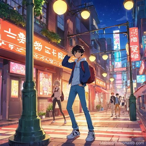 Anime Character Dancing In City Stable Diffusion Online