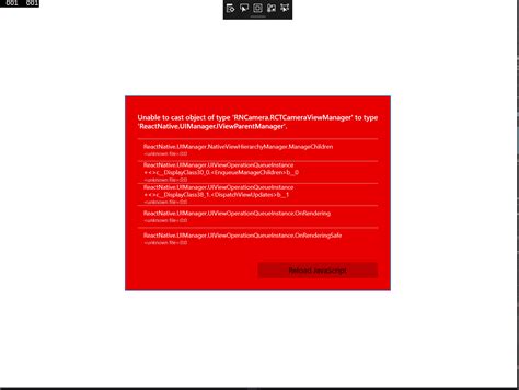 Unable To Cast Object Of Type Rncamera Rctcamera Viewmanager To Type