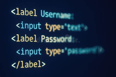 Html Login Form Code On Dark Screen Stock Illustration Illustration Of Presentations Website