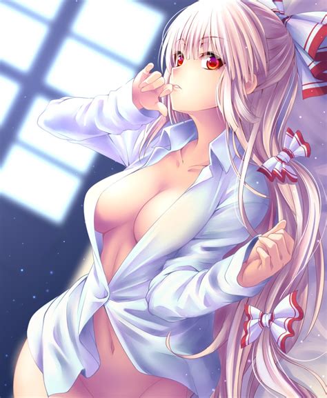 Flow Hijikawa Arashi Fujiwara No Mokou Touhou Silver Hair 1girl