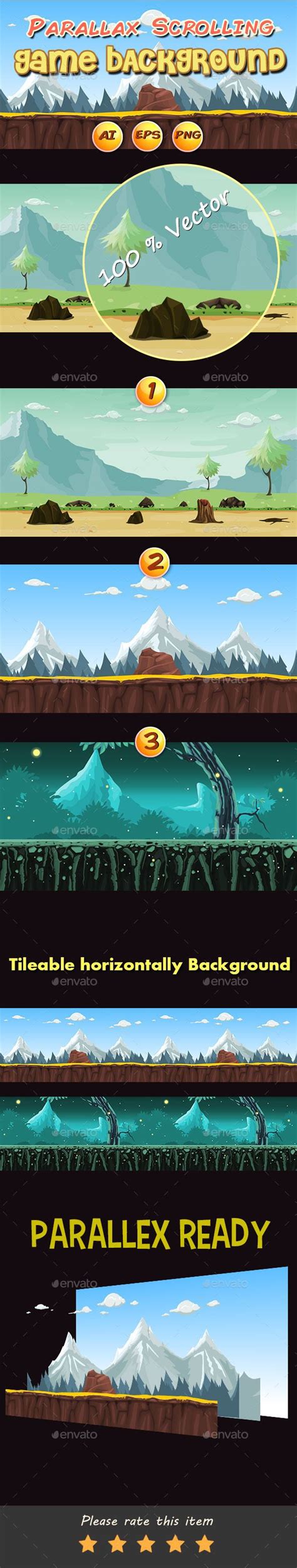 3 Parallax Scrolling Game Backgrounds Game Background Scrolls Game