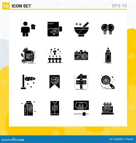 Verzameling Van 16 Universele Vaste Pictogrammen Pictogram Dat Voor Web