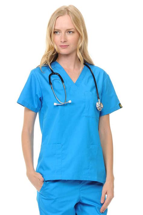 Unisex Soft Stretch Poly Rayon 3 Pocket V Neck Scrub Top