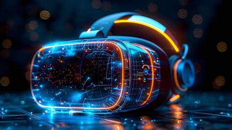 Futuristic Vr Headset With Glowing Lights 3d Illustration Premium Ai