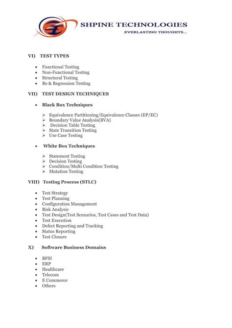software manual testing syllabus docx computer software and applications computing