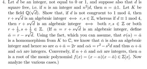 4 let d be an integer not equal to 0 or 1 and