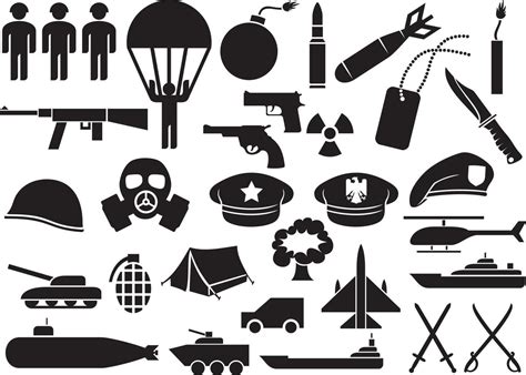 Military Icons Set Vector Art At Vecteezy