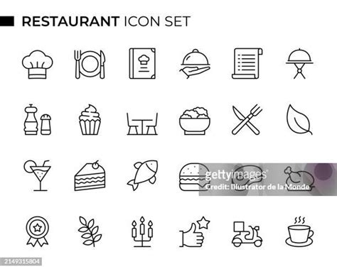 Restaurant Concept Thin Line Icon Set Contains Such Icons As Chef Menu