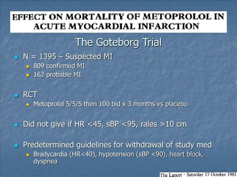 Ppt Does Early Beta Blockade Decrease Mortality In Stemi Powerpoint