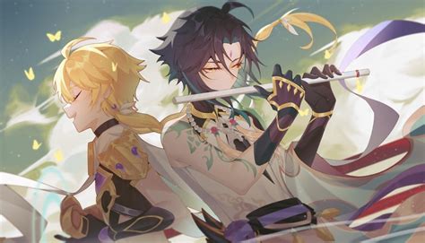 Aether And Xiao Genshin Impact Drawn By Danbooru