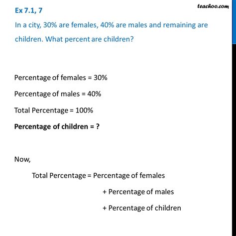Ex 7 1 7 In A City 30 Are Females 40 Are Males And Remaining