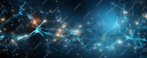 Premium Photo | Blue background with nerve cell neuron system and synapses for AI generation ...