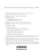 Mat Introduction To Scientific Computing Course Info Course Hero