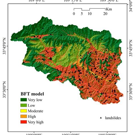 Landslide Susceptibility Map Using The Bft Model Download Scientific