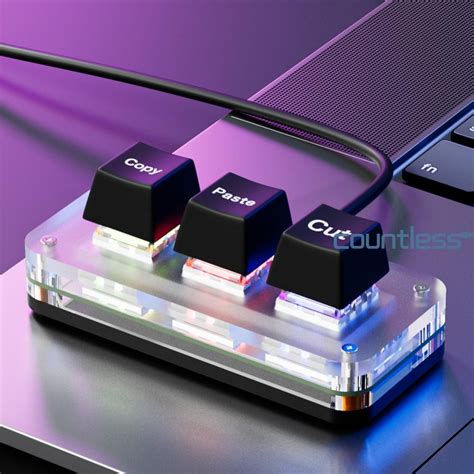 Rgb Mini Cut Copy Paste Keyboard 3 Key Ctrl X C V Shortcut One Handed Keyboard Usb Type C Gaming