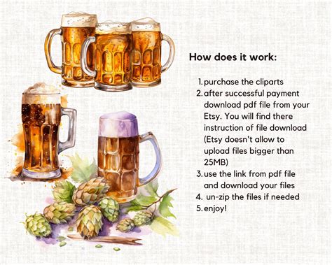 Watercolor Beer Clipart Cold Beer Png Brewery Images Pint Etsy