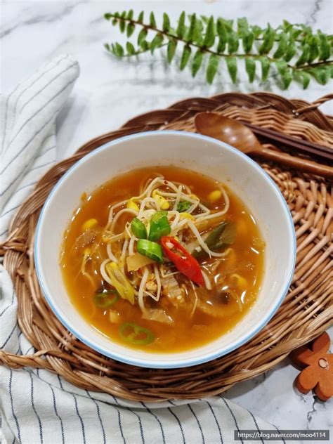 김치콩나물국 끓이는법 속풀이 시원한 아침해장국 콩나물국 레시피 네이버 블로그
