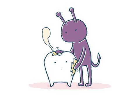 ゆるくやさしく歯垢で歯を溶かす虫歯菌と歯—イラストエッセイのaieku