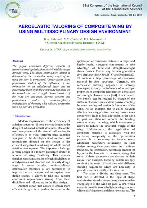 Pdf Aeroelastic Tailoring Of Composite Wing By Using