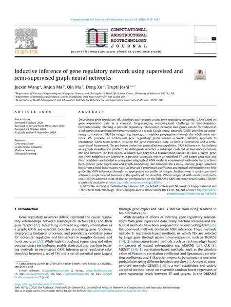 Pdf Inductive Inference Of Gene Regulatory Network Using Supervised