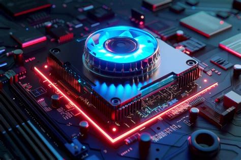 Premium Photo A Processor With A Blue Led Light And A Fan On Top Of It