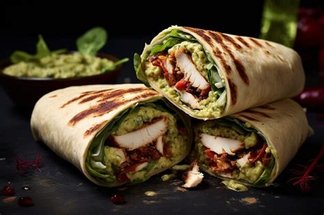 Premium Photo Pesto Chicken And Sundried Tomato Wrap
