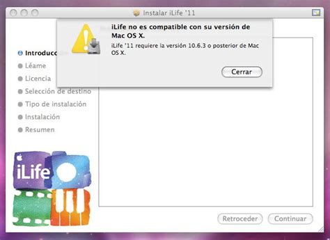 Versión de OS X incompatible