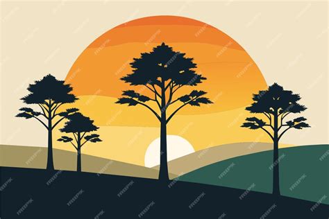 Set Of Tree Silhouette On White Background Vector Illustration Flat 2