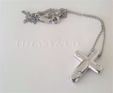 Tiffany And Co Solid Platinum And Diamond Etoile Cross Necklacependant
