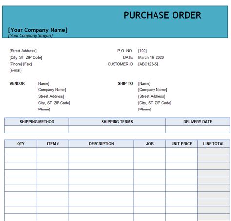 30 Best Purchase Order Templates In Excel Day To Day Email